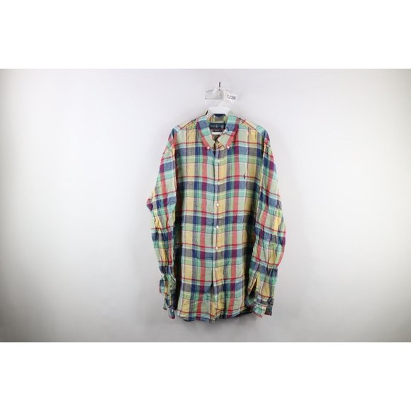 Ralph Lauren | Shirts | Vintage 9s Ralph Lauren Mens Xl Rainbow Linen ...